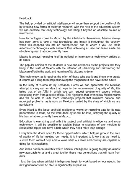 Feedback Pdf Artificial Intelligence Intelligence Ai And Semantics