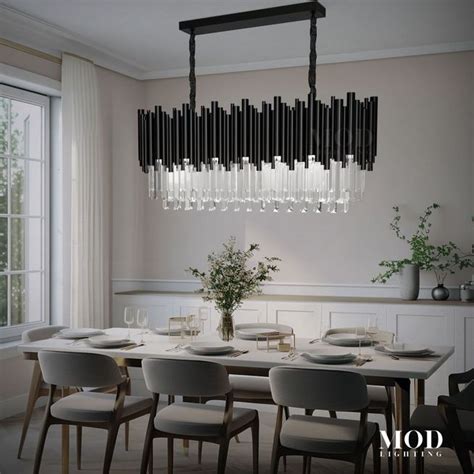 Modern Black Crystal Led Luxury Pendant Lamp Obsidian Mod Lighting