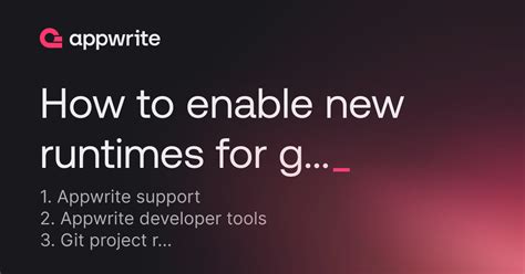 How To Enable New Runtimes For Git Projects Threads Appwrite