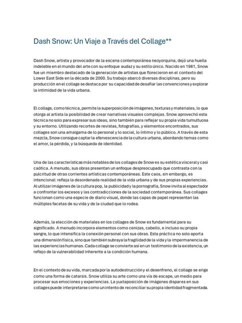 Dash Snow Vida Y Obra Pdf
