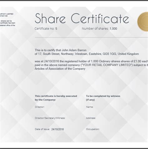 Shareholding Certificate Template 2 Templates Example Templates