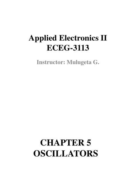 Chapter Five Oscillators Pdf Electronic Oscillator Amplifier