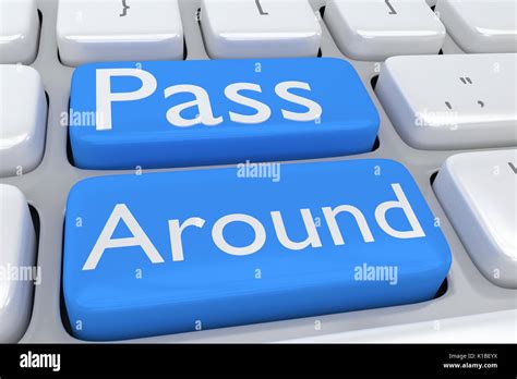 Render Illustration Of Computer Keyboard With The Print Pass Around On Two Adjacent Pale Blue Render Illustration Of Computer Keyboard With The Print Pass Around On Two Adjacent Pale Blue