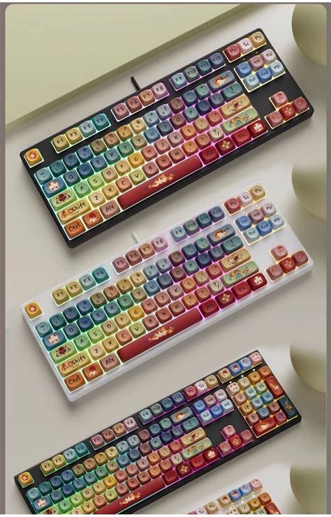 Pbt Dunhuang Little Panda Keycaps Colorful Cute Cartoon Oqo Height