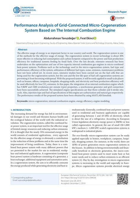 Pdf Performance Analysis Of Grid Connected Micro Cogeneration System