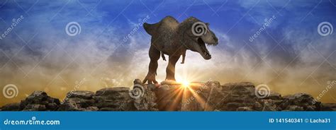Jurassic Sunset Background Vector Illustration