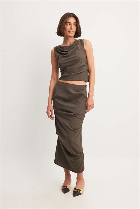 Pleated Detail Skirt Brown Na Kd