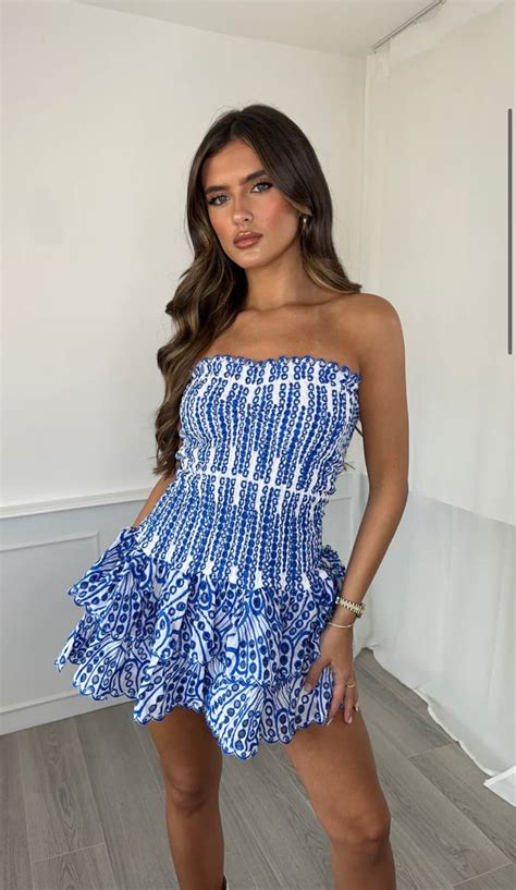 Emily Mini Dress In Blue Just Peachy Dubai