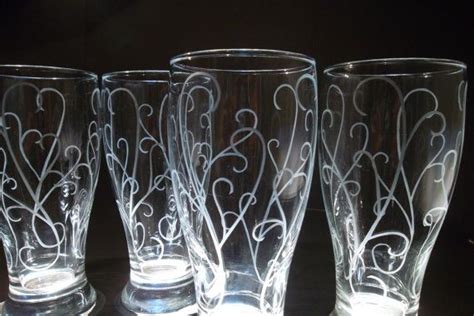 Etched Beer Glasses With Scroll Wedding Beer Glasses Custom Etsy Custom Beer Glasses Beer