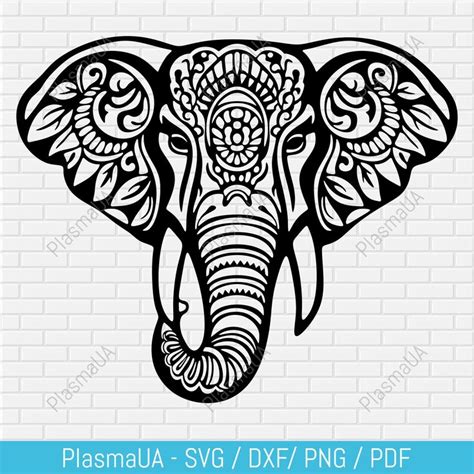 Elephant Mandala Svg Laser Cut Mandala Dxf Elephant Stencil Dxf