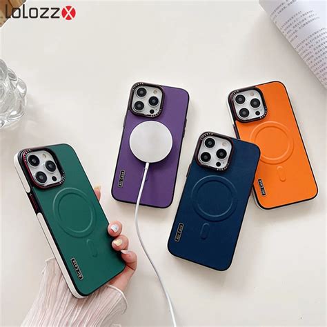 Luxury Magnetic Clash Wireless Charging Leather Case For Iphone 15 Pro