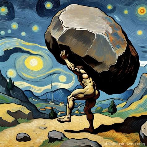 Sisyphus With Boulder In Van Gogh Style Stable Diffusion Online
