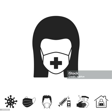 Ilustración De Mujer Con Mascarilla Médica Para La Protección Facial