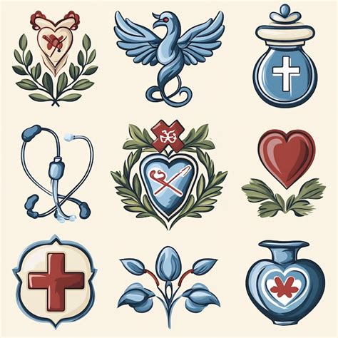 Medical Symbols Emblems Design Featuring Universally Recognized Medical