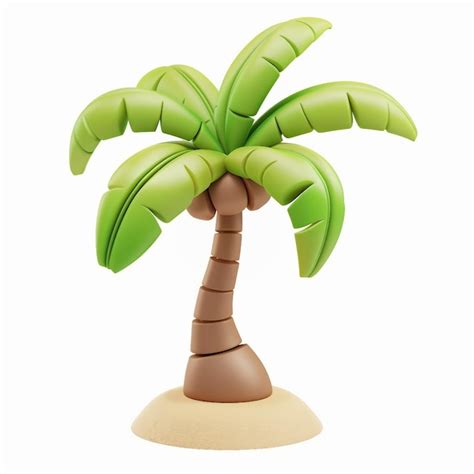 Premium Photo Cute Palm Tree Icon 3d Render White Background