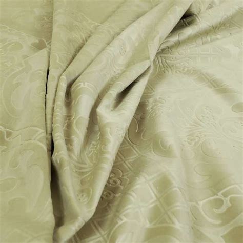 Alvaro Velveteen Embossed Damask Upholstery Curtain Fabric Light