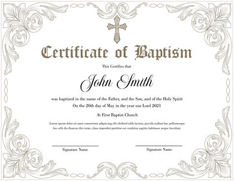 Certificate Of Baptism Printable