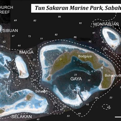 Satellite Image Showing East Sabah Carbonate Platforms In The Tun