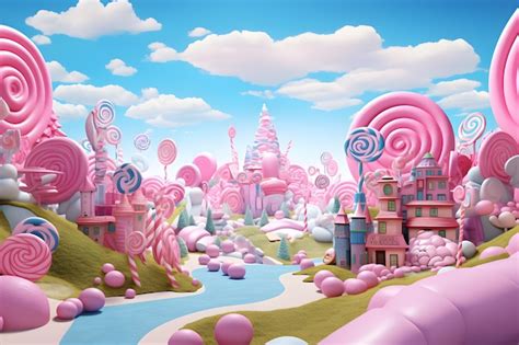 Premium Ai Image The Beautiful City Of Kandy Pink Candy Land With