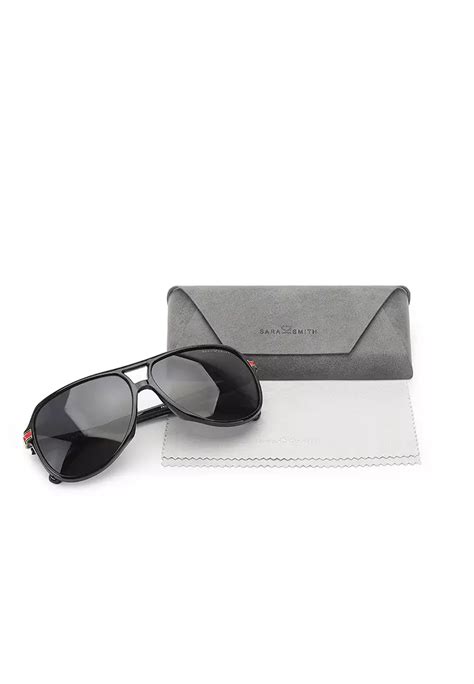 Buy Sara Smith Unisex Casual Polarized Aviator Sunglasses Sand Black