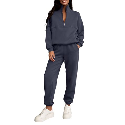 Kixjoy Blue Sweat Suits For Womens 2 Piece Plus Size Elastic Waist Pant
