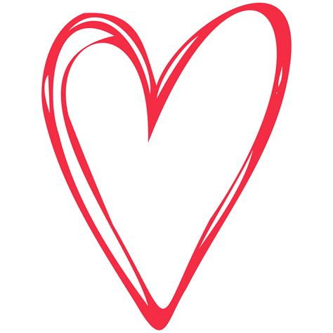 Simple Red Heart Hand Drawn Illustration In Doodle Style Valentines