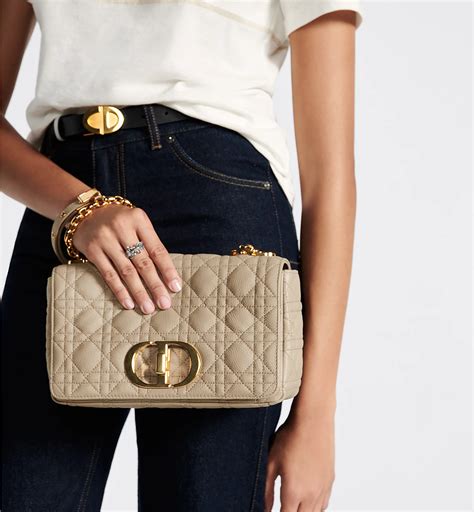 Medium Dior Caro Bag Rope Beige Supple Cannage Calfskin Dior