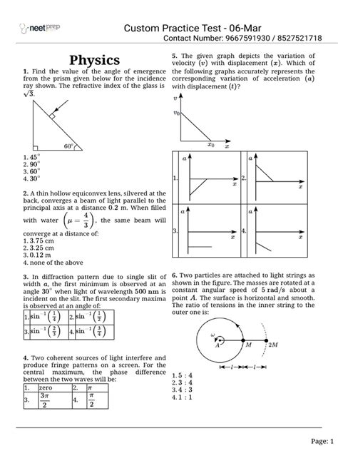 Physics Practice Test Questions Pdf Diffraction Applied And