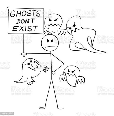 Ghosts Dont Exist Vector Cartoon Stick Figure Illustration Stock