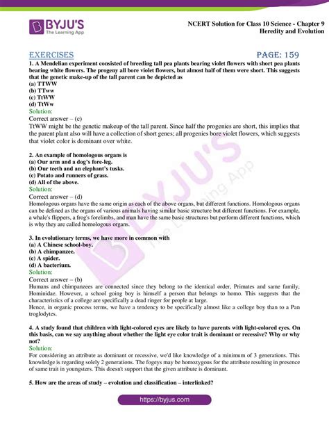 Ncert Solutions Class 10 Science Chapter 9 Heredity And Evolution Byjus