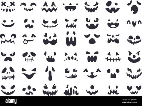 Pumpkin Faces Stencil Scary Carved Halloween Face Ghost Smile Spooky