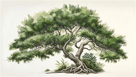 Emerald Haven A Realistic Depiction Of A Lush Green Tree Against A