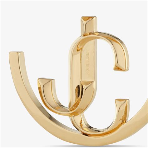 Gold Finish Metal Jc Monogram Hoops Jc Monogram Hoops Jewellery Collection Jimmy Choo