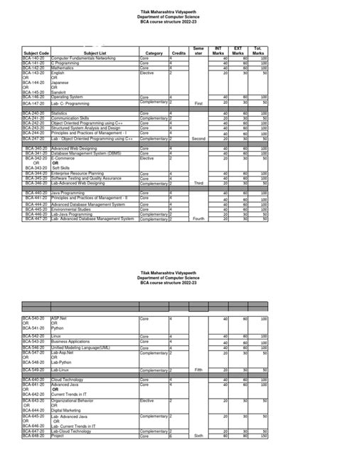 Course Structurebca2022 23 Pdf Computer Programming Computing