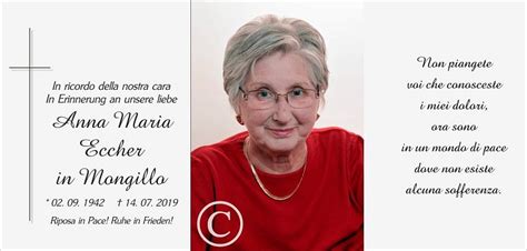 Anna Maria Eccher Aus Bruneck Trauerhilfe It Das Südtiroler