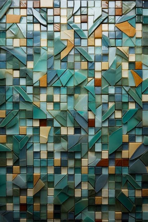 Wall Made Up Of Many Different Colored Tiles With Pattern Generative