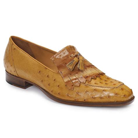 Mauri Designer Shoes Exotic Skin Mens Ostrich And Ostrich Patent Camel