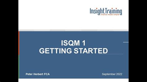 Isqm 1 Getting Started Youtube