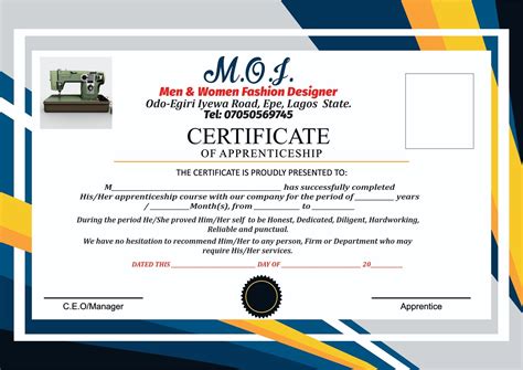 Sewing Machine Certificate Template