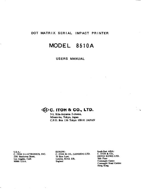 C Itoh 8510 Printer Configuration Guide Pdf Printer Computing