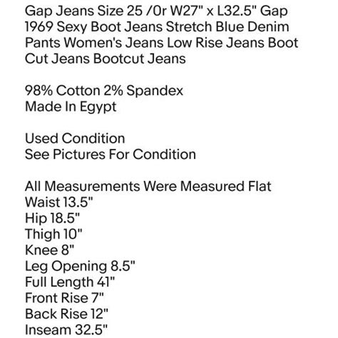 Gap Jeans Size Chart Cheap Purchase