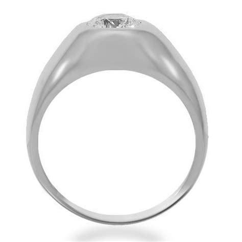14k Solid White Gold Mens Solitaire Clarity Enhanced Diamond Ring 100