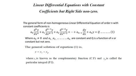 Solution Linear Differential Equation With Constant Coefficient Non Homogenious Form Pptx