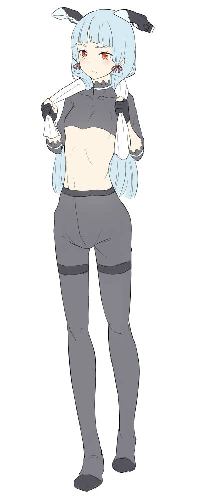 Safebooru 1girl Bangs Black Legwear Blue Hair Blunt Bangs Collarbone