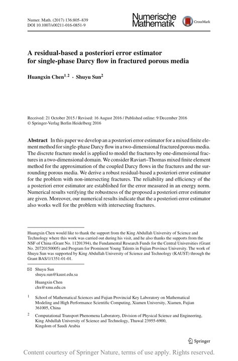 A Residual Based A Posteriori Error Estimator For Single Phase Darcy Flow In Fractured Porous