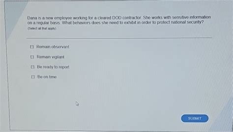 Dana Is New Employee Working For Cleared Dod Contractor She Works With