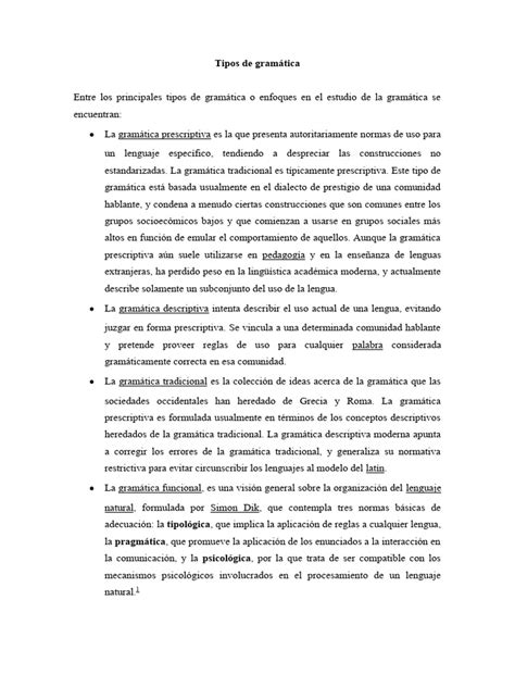 Tipos De Gramática Prescriptiva Y Descriptiva Pdf Gramática Comunicación Humana