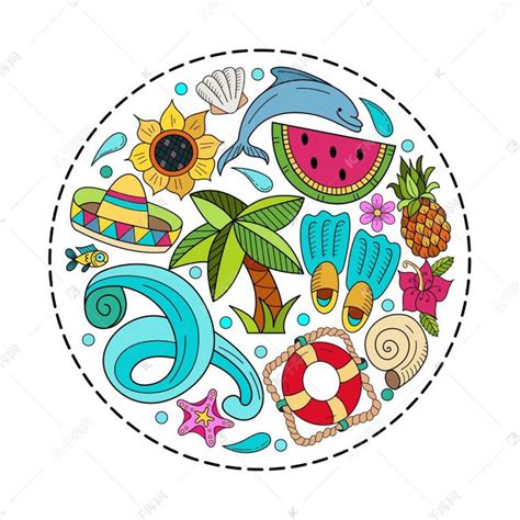 卡通手绘涂鸦由单独的元素组成。素材图片免费下载 千库网