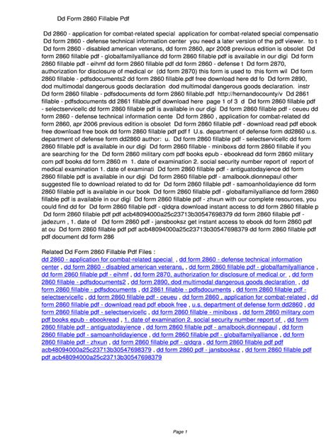 Dd Form 2860 Printable Form 2025