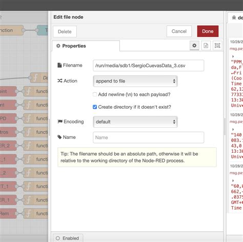 node red to csv file data collection groov epic optoforums